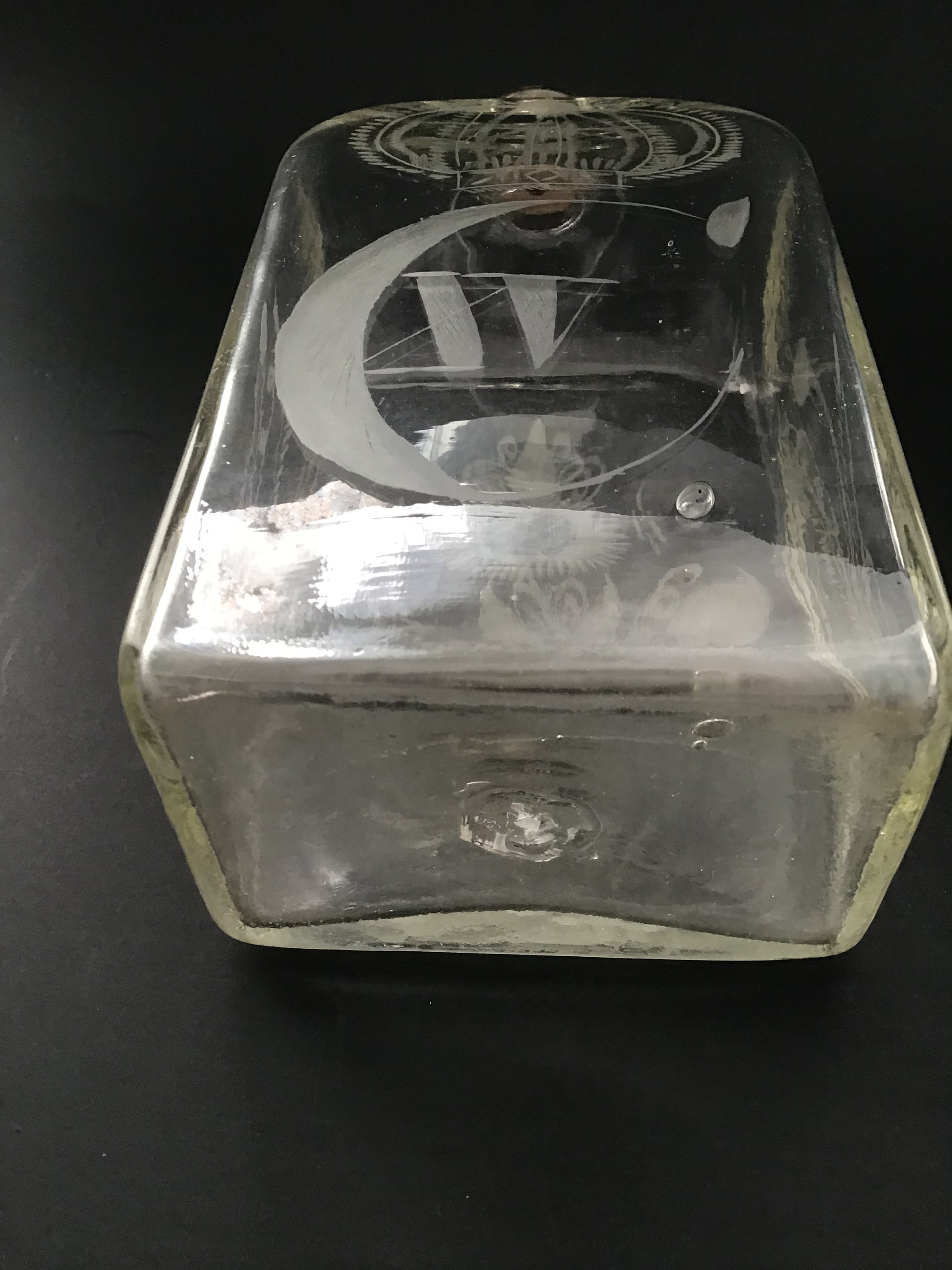 Antique Swedish Hand Blown Crown and Flowers Etched Bottle/decanter ...