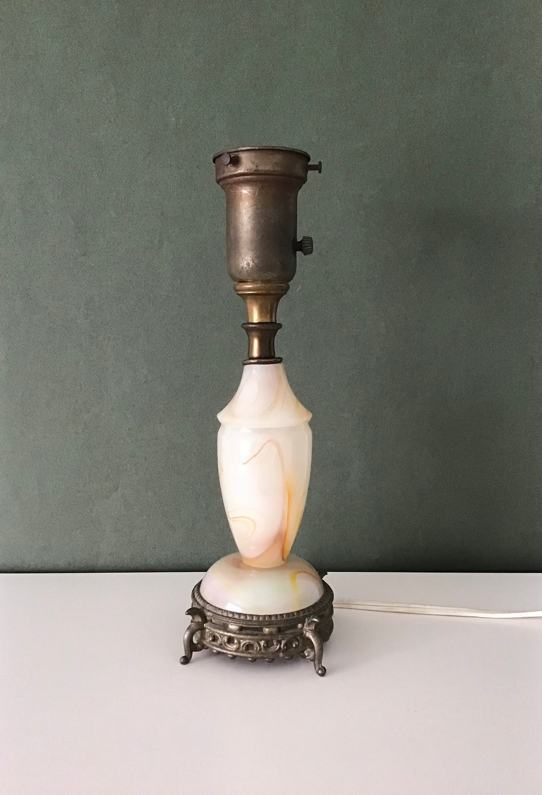 Vintage c. 1930-1940 Acro Agate Slag Glass Table Lamp Base - Etsy