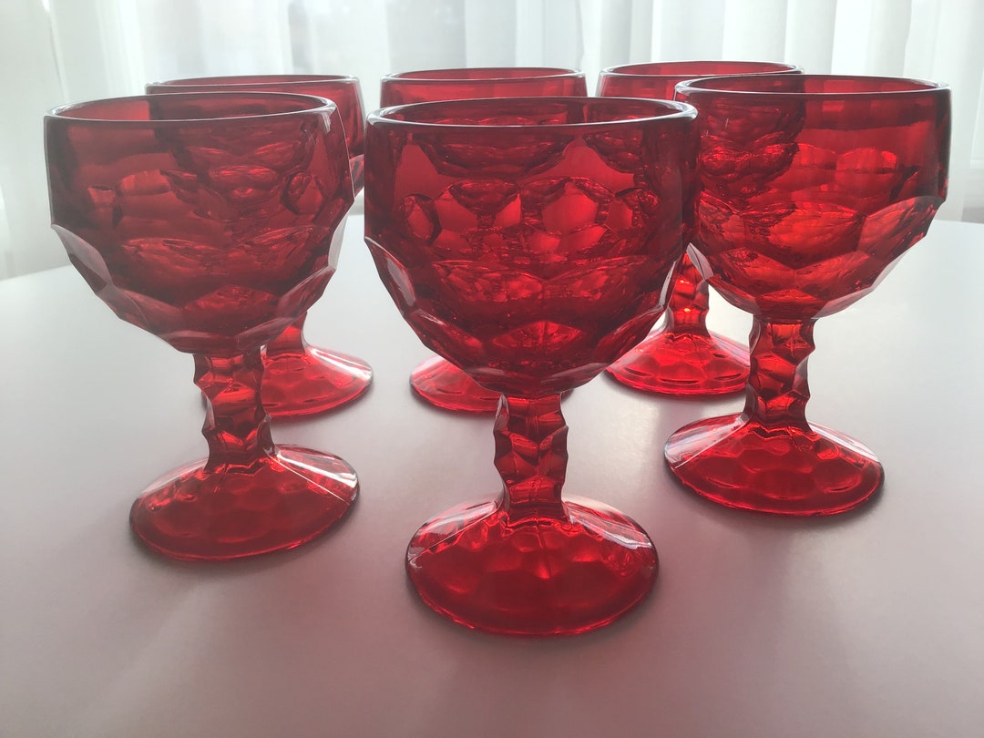 Vintage Viking Georgian Ruby Red Wine Goblet Set of 6 - Etsy
