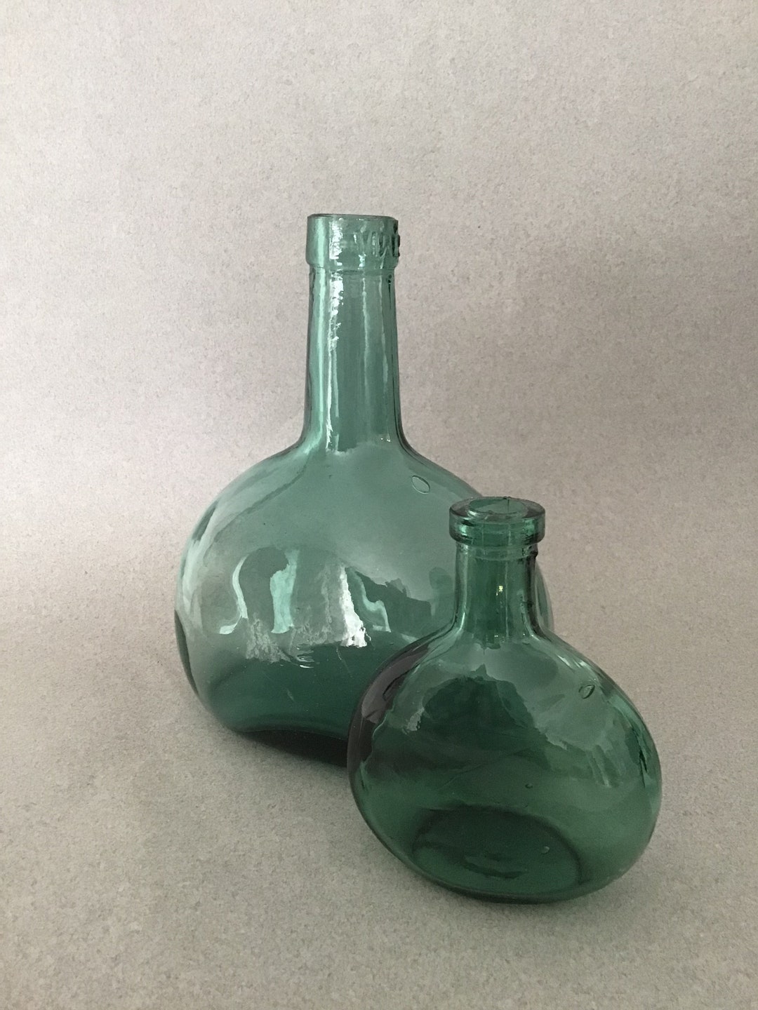 Set of Vintage VIRESA Teal Green Bottle and Souvenir Small Bottle of ...