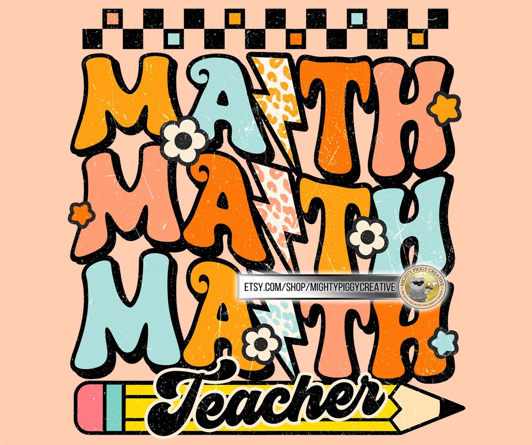 Math Teacher PNG File, Sublimation Designs Download, Digital, Retro ...