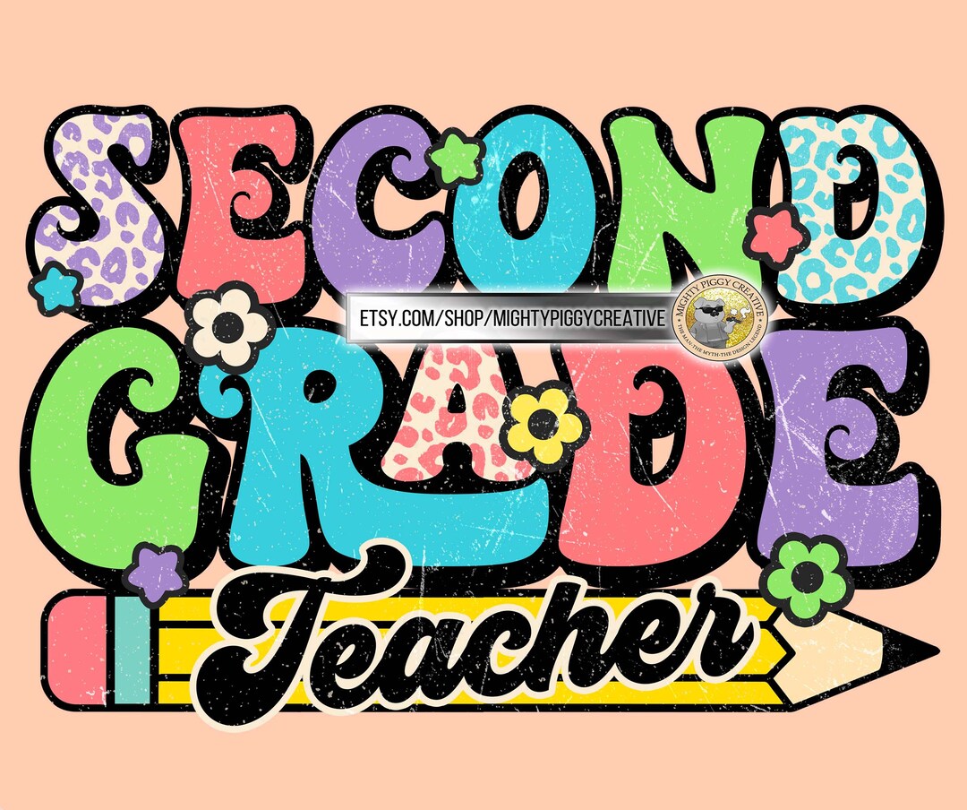 Second Grade Teacher PNG File, Sublimation Design Download, Digital ...