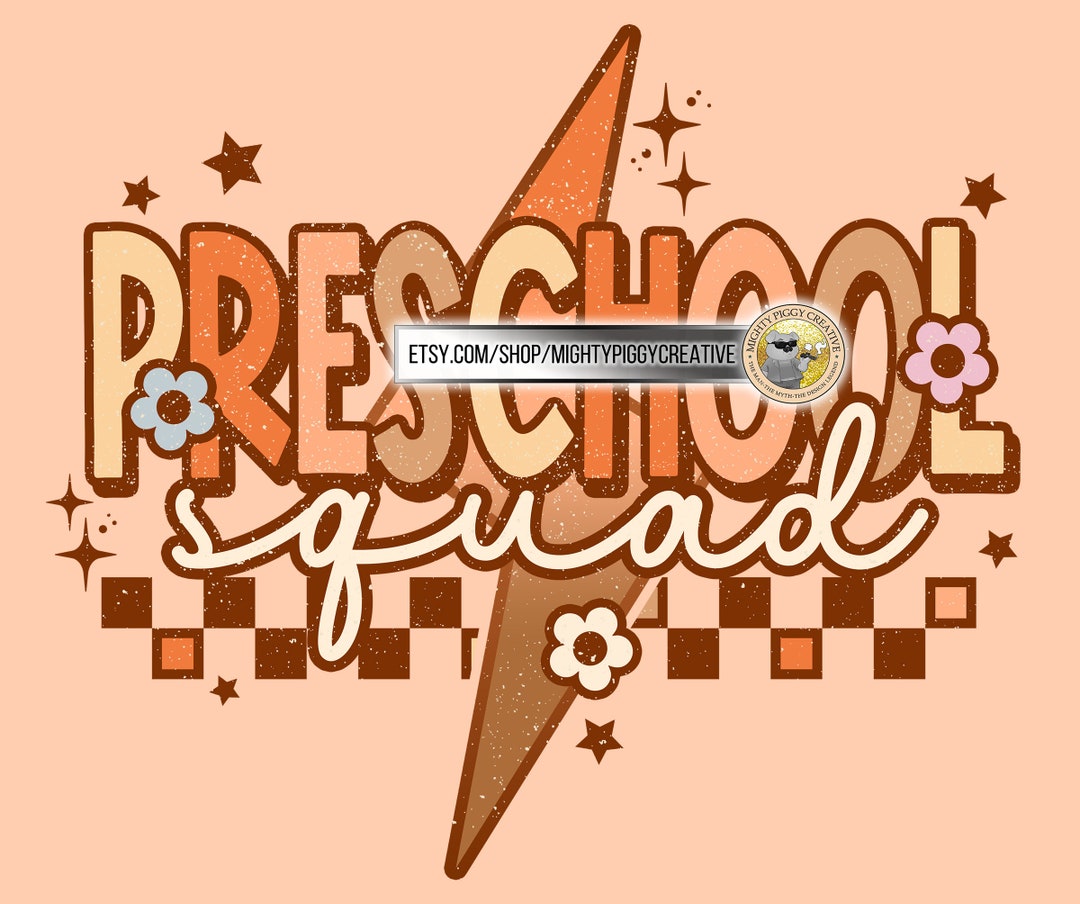 Preschool Squad PNG File, Sublimation Design Download, Digital, Retro ...