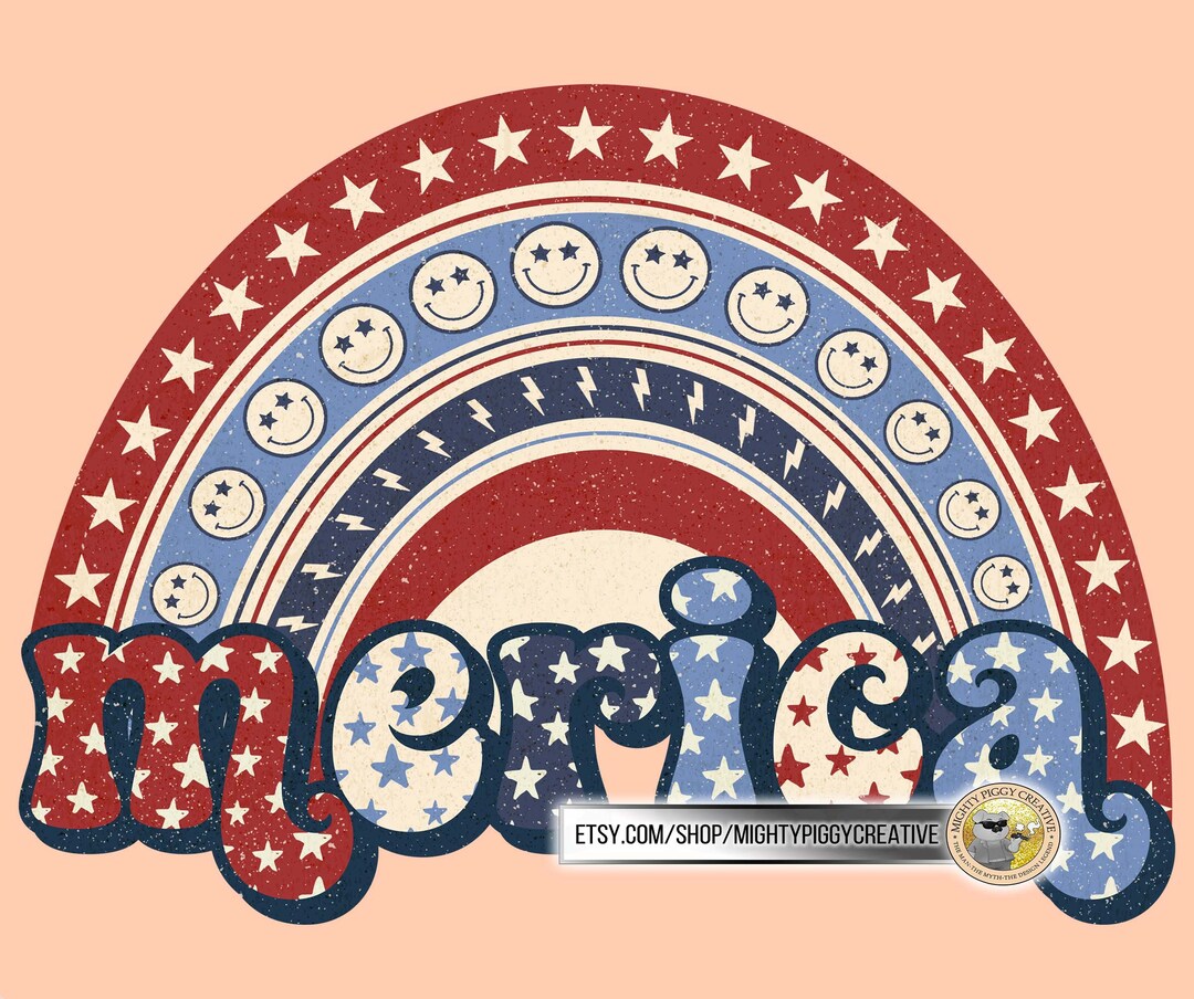 Merica Rainbow PNG File, Sublimation Design Download, Digital, Patriotic, 4th of July, Boho ...