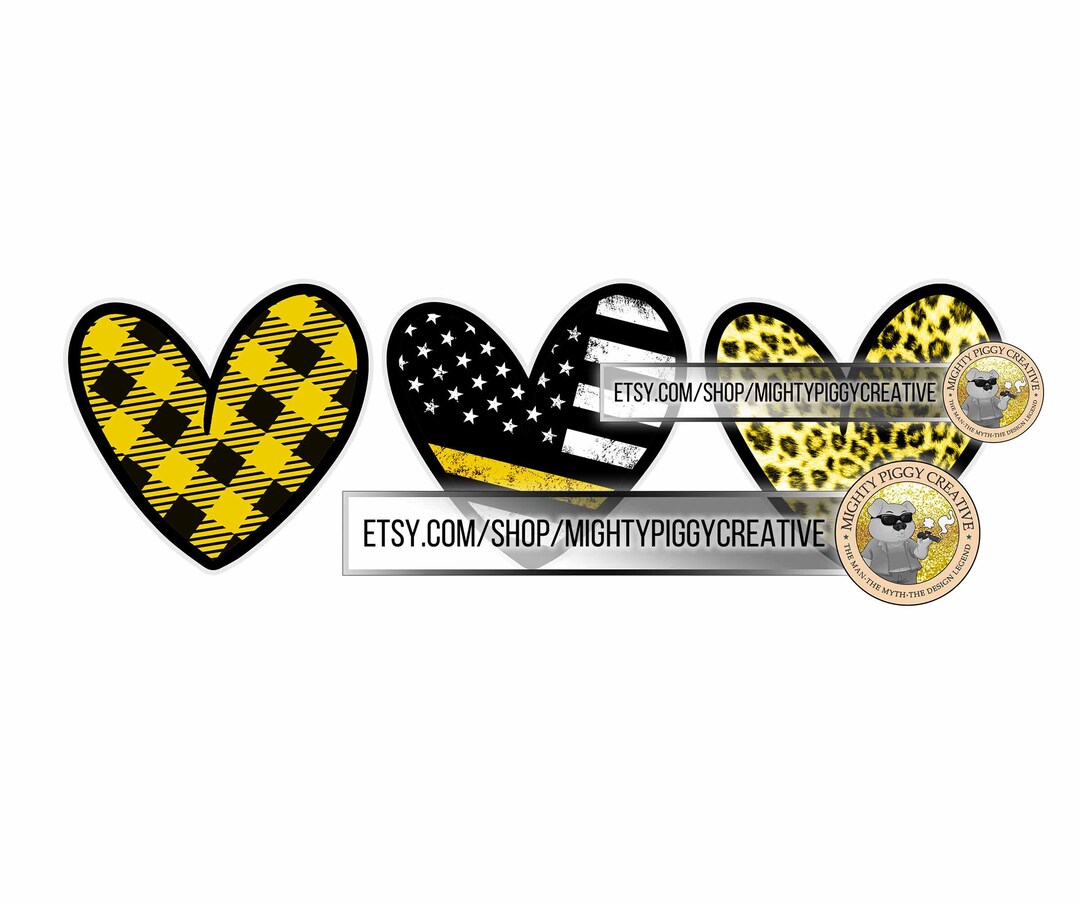Dispatcher Thin Yellow Line Valentine Hearts Sublimation - Etsy