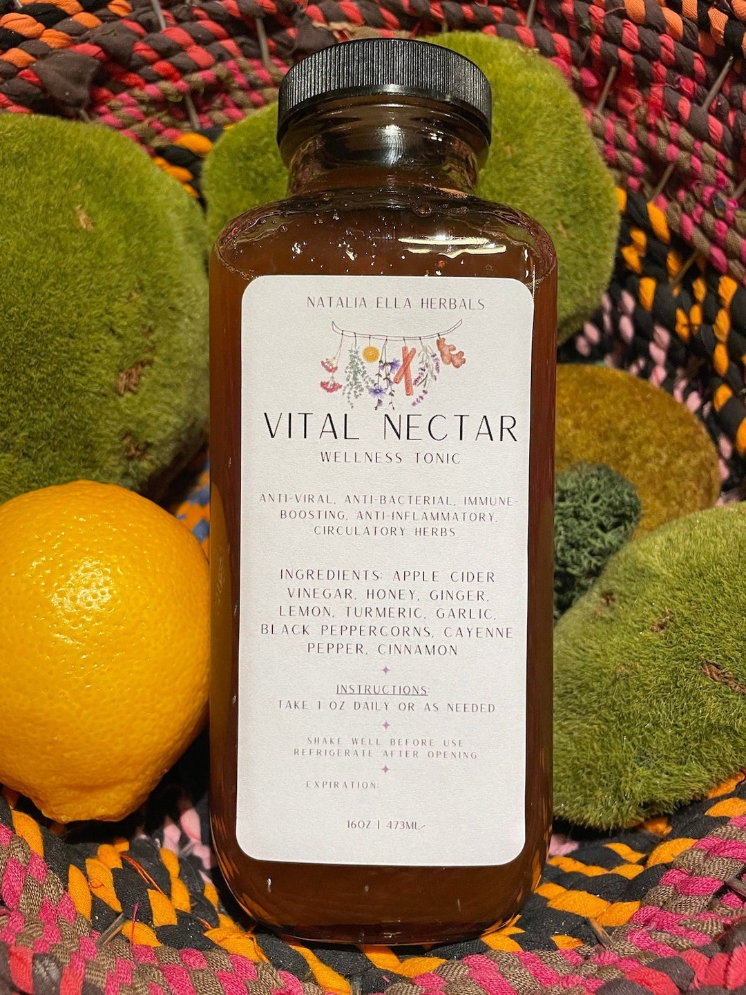 Vital Nectar Wellness Tonic Oxymel Double Extracted Immunity Anti-viral ...