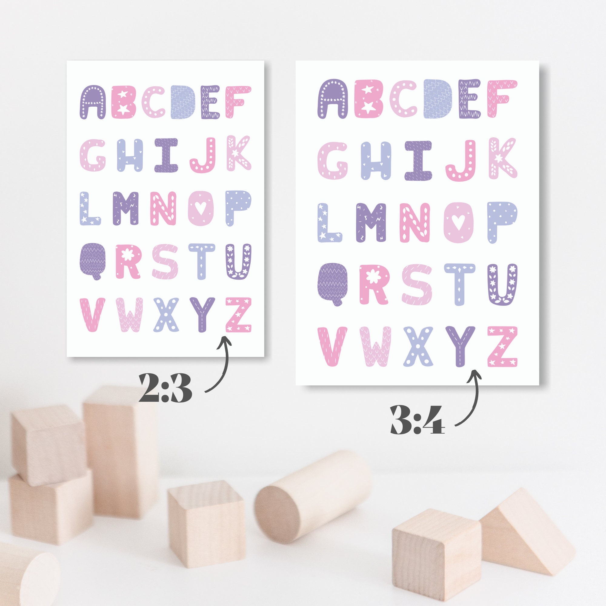 Alphabet Poster, Nursery Decor Wall Art, ABC Alphabet Print for Girls ...
