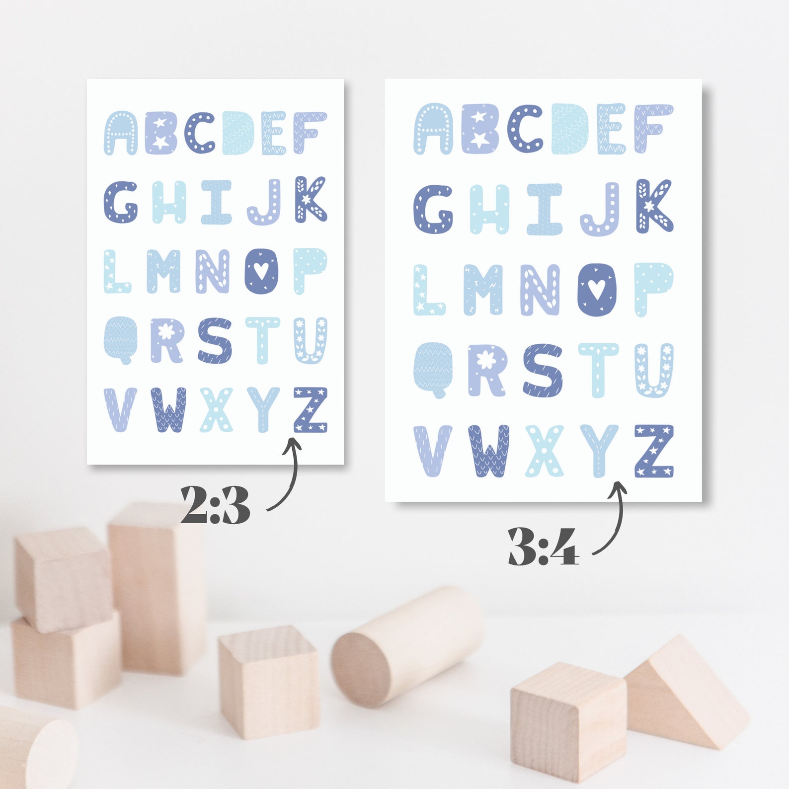 Alphabet Poster, Nursery Decor Wall Art, ABC Alphabet Print for Boys ...