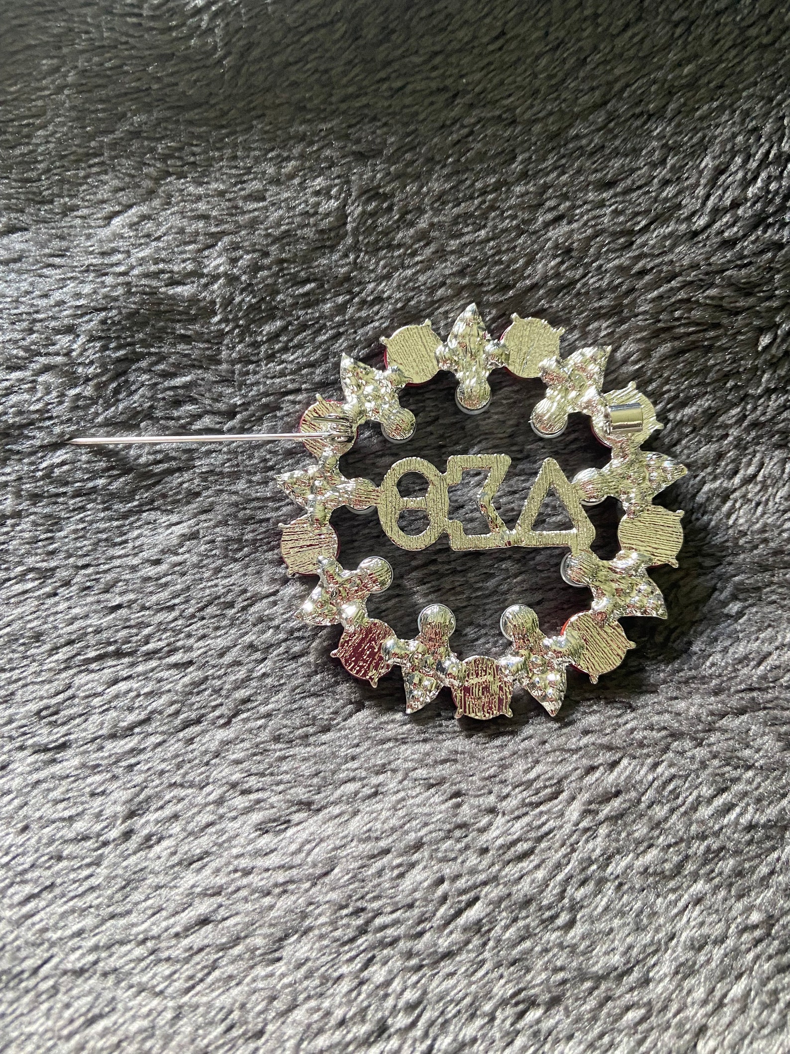 Delta Sigma Theta Brooch Womens Red Rhinestone Pin White Pearls ...