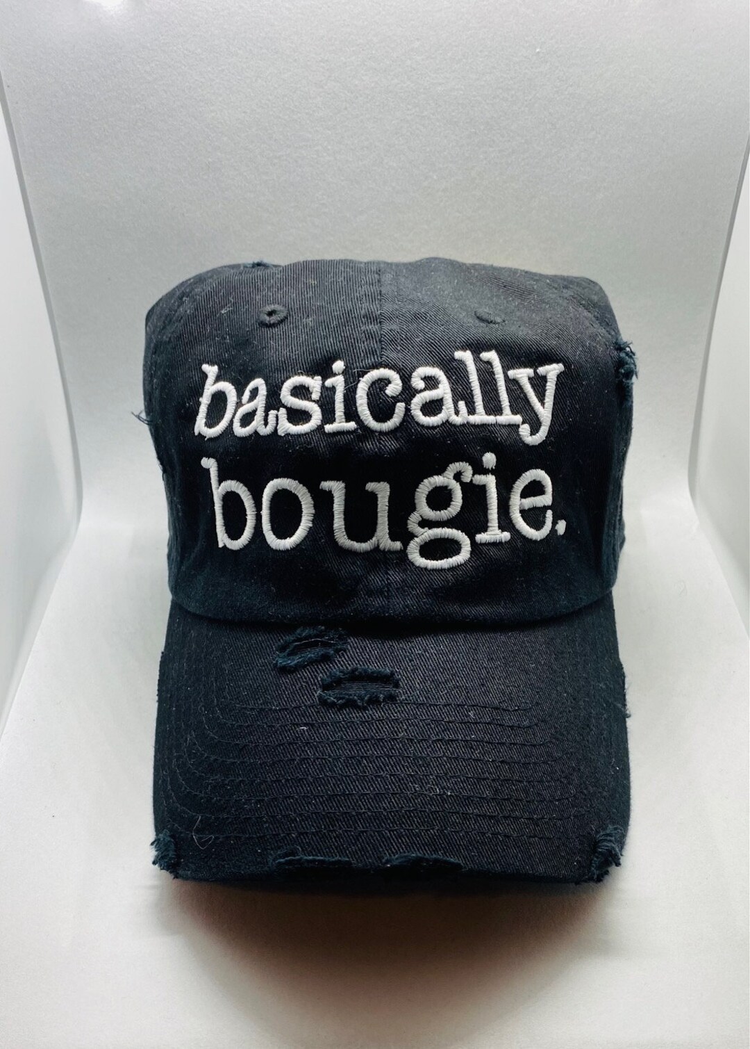 Women Distressed Hat Embroidered Black Baseball Cap Women’s Bougie ...