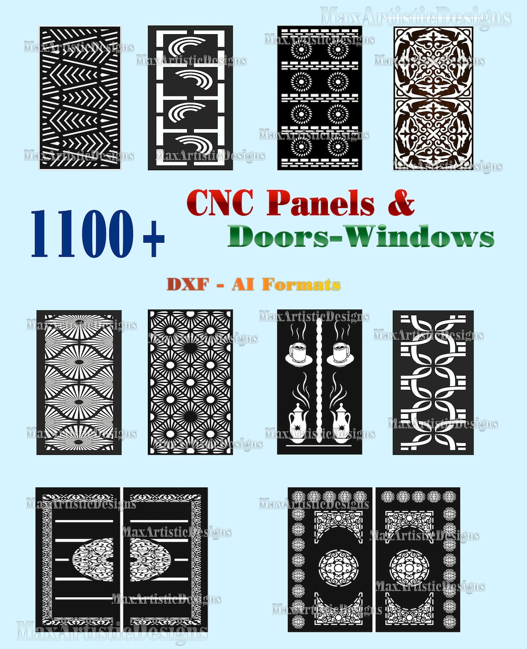 1100 Dxf Files Door Windows Arc Panels for Laser Cut Cnc Vectors ...