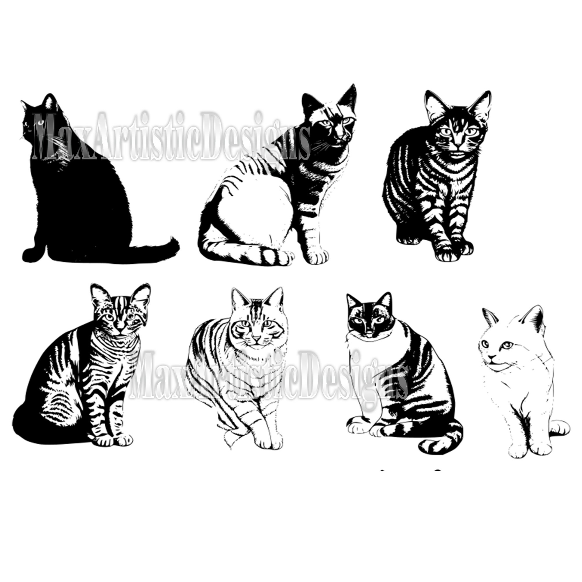 85+ Cats Cnc Vectors Set DXF SVG EPS Files Cnc Clipart Models ...