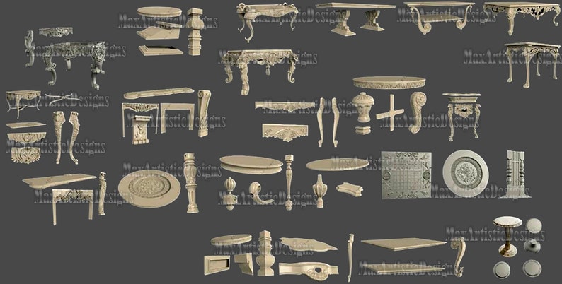 30 Pcs 3d Stl Models Lot of Table Sets for Cnc Router Aspire - Etsy
