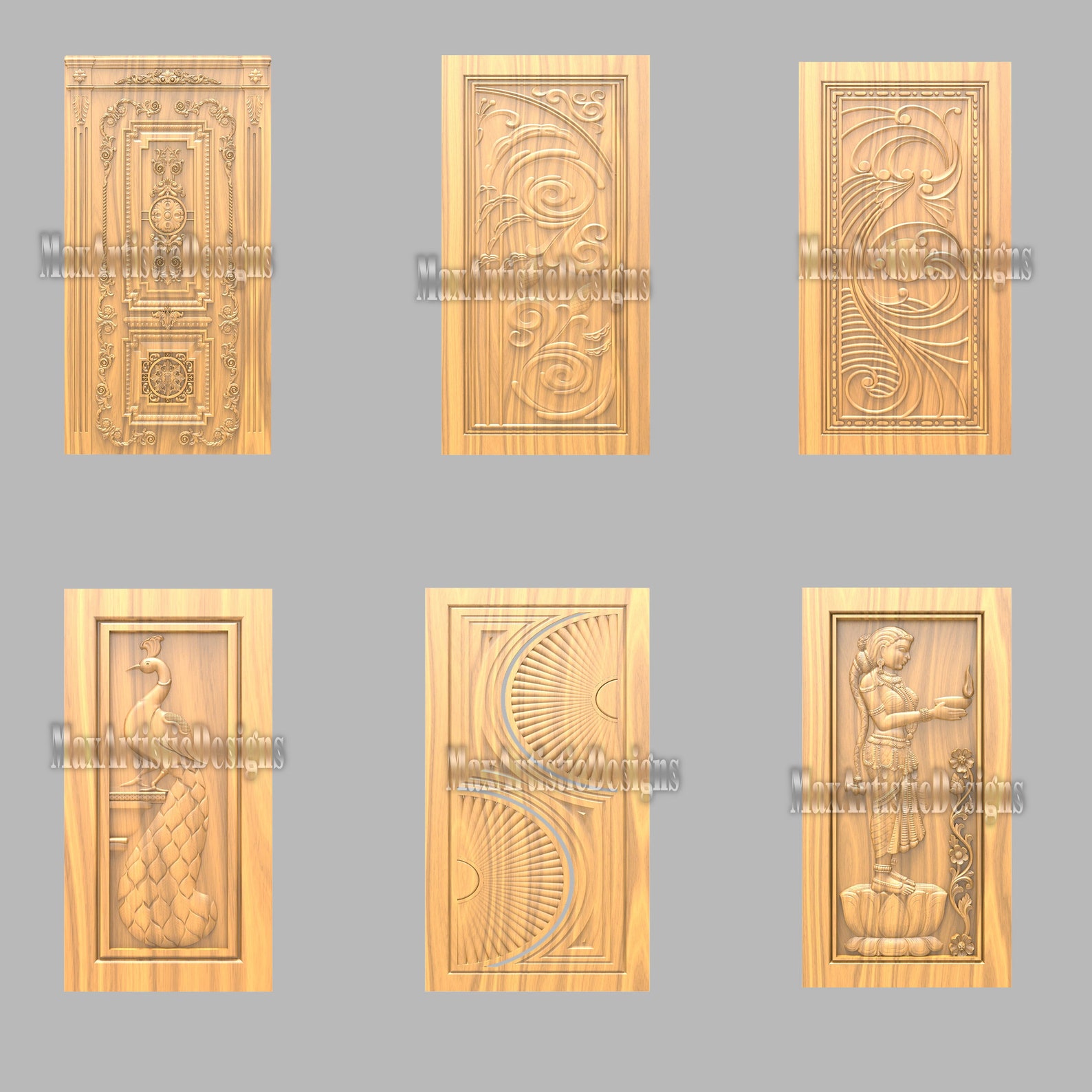 60 Wooden Door 3D STL Files - CNC Router Engraving Designs - Download ...