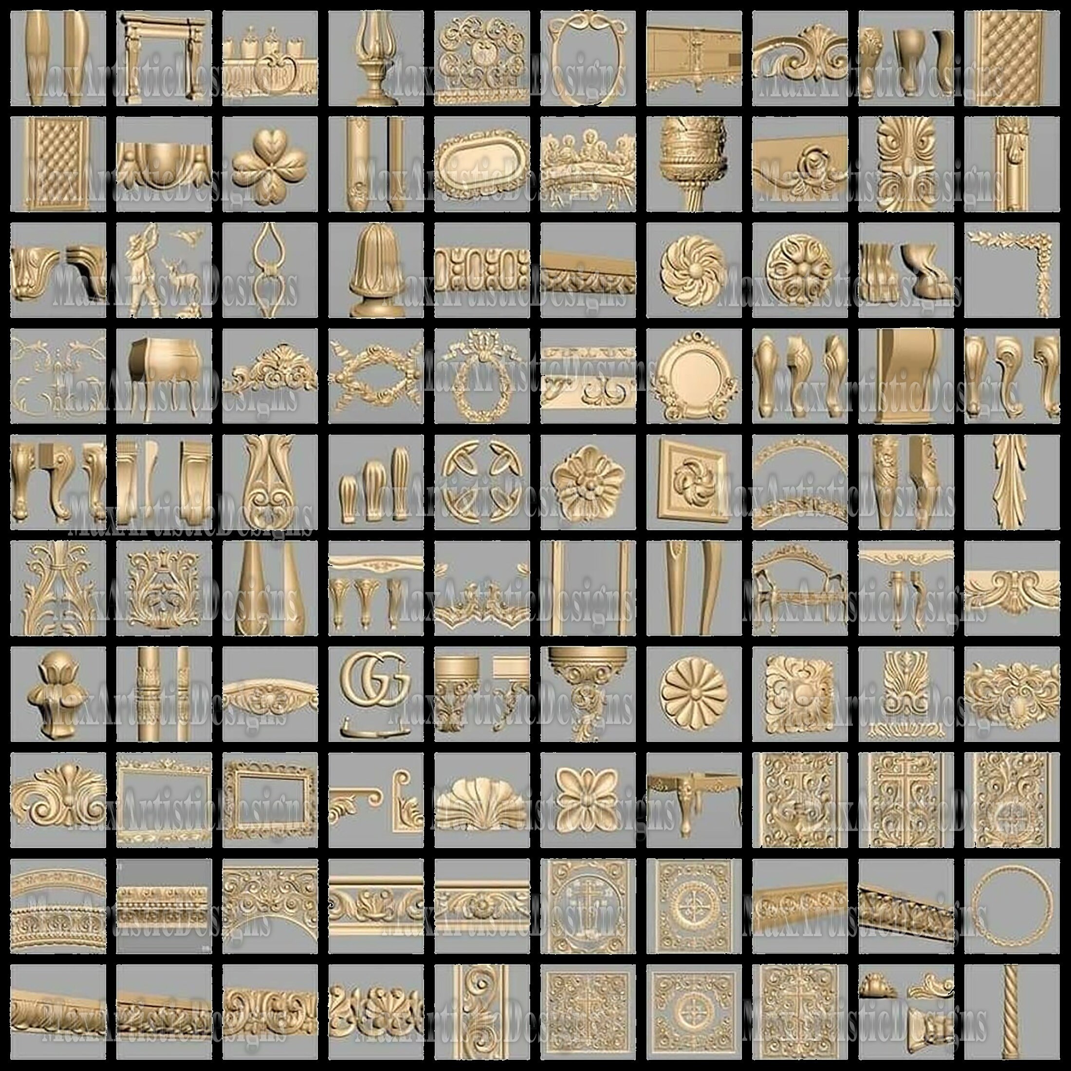 1050 Stl Models Furniture Pack Baluster Legs Deco for Artcam - Etsy