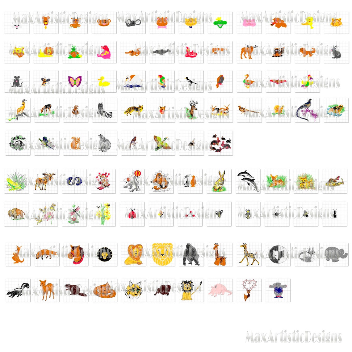 880 Animal Embroidery Design Patterns Pes Format Digital - Etsy