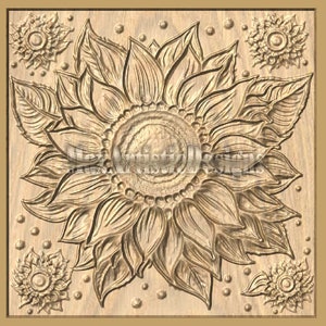 3 Sunflowers 3d Stl Panels for Cnc Router 3d Printer Bas Relief Files ...