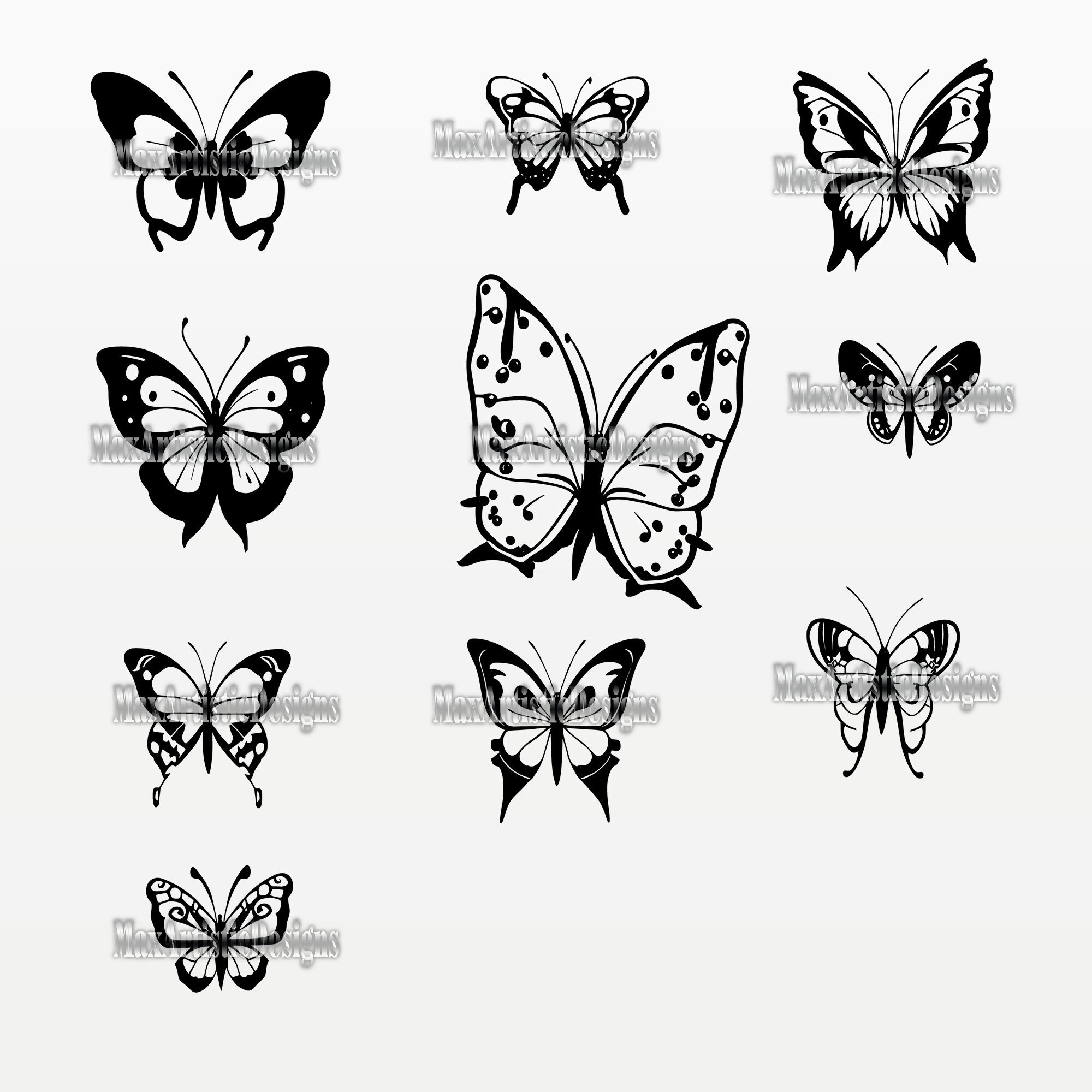 49+ Butterflies Laser Cut Files Pack Svg Dxf Png Butterfly Silhouette ...