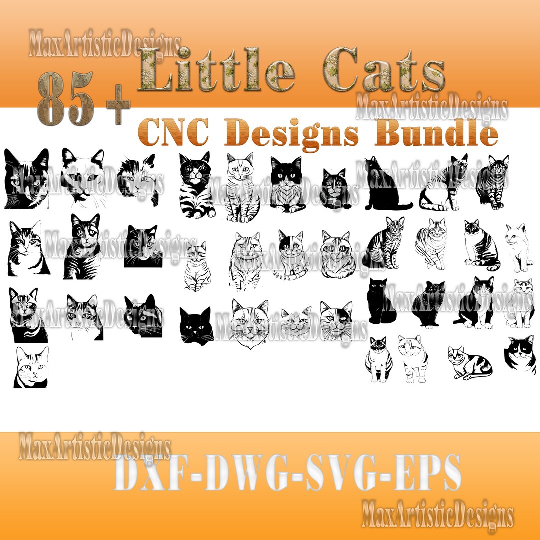 85+ Cats Cnc Vectors Set DXF SVG EPS Files Cnc Clipart Models ...