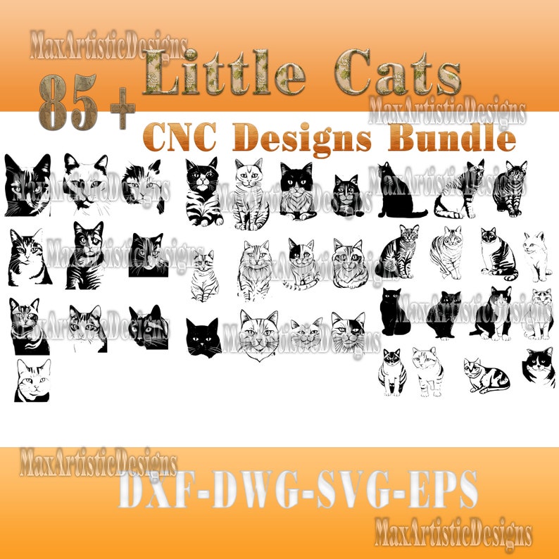 85+ Cats Cnc Vectors Set DXF SVG EPS Files Cnc Clipart Models ...