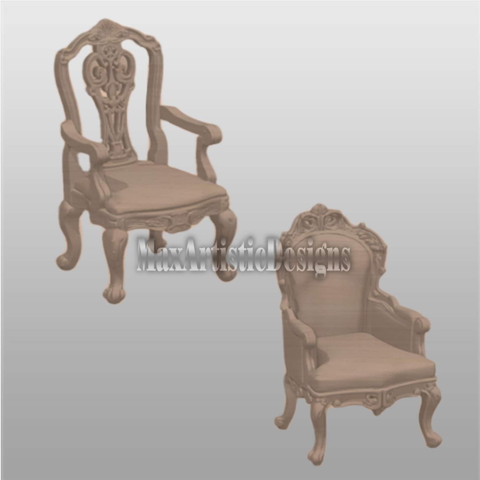 14 Baroque Chair 3D STL Models Set - Miniature Furniture - Download - Etsy