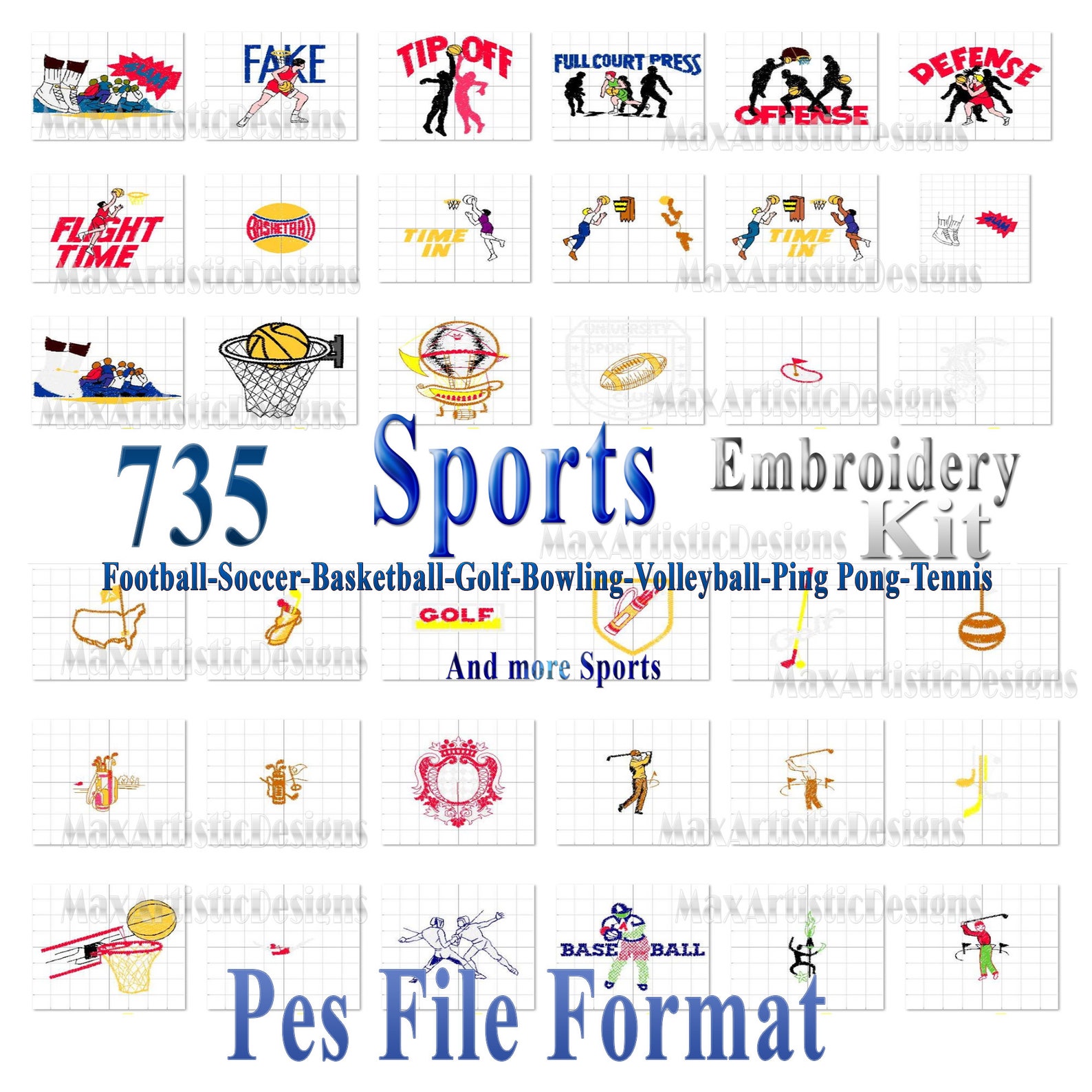 730+ Sports Embroidery Patterns Kit in Pes Format for All Sports ...