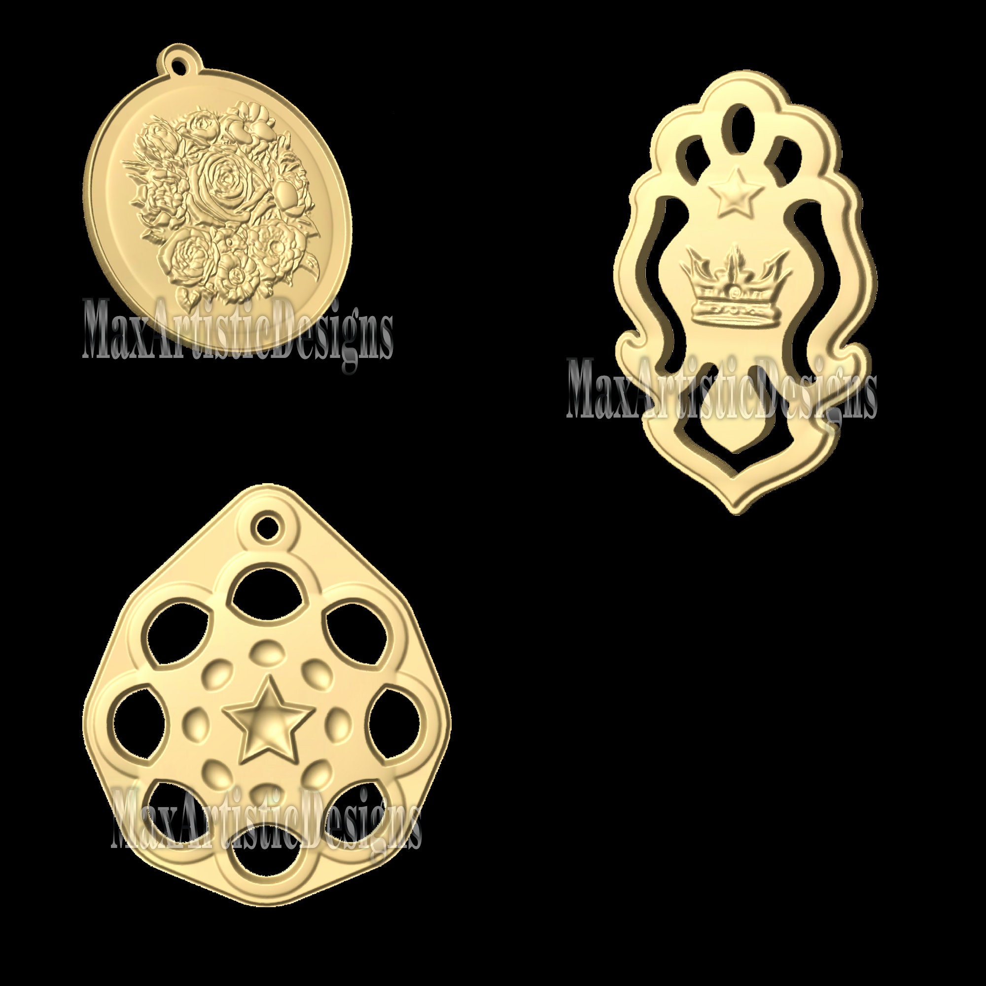 24 Jewelry Pendant 3D STL Files for 3d Printers CNC Routers - Download ...