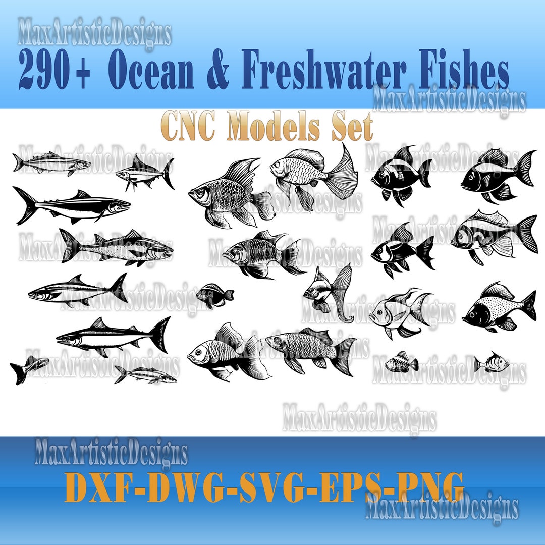 290+ Aquarium Fish Cnc Vectors Set Super Pack Little Fishes Laser Cut ...