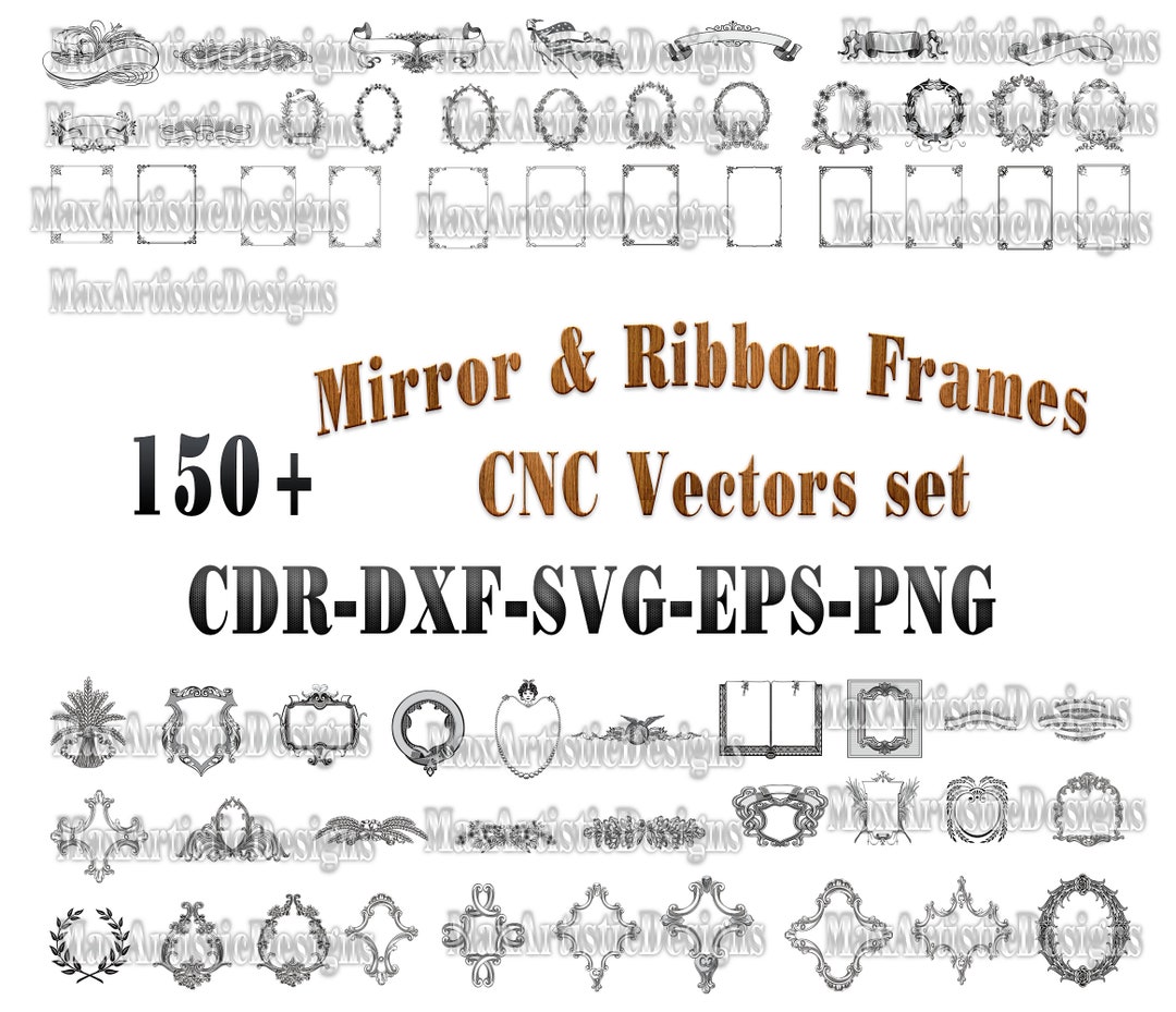 150+ Mirror Frames Cnc Laser Cut Vectors Crest Ribbon Dxf Svg Eps ...