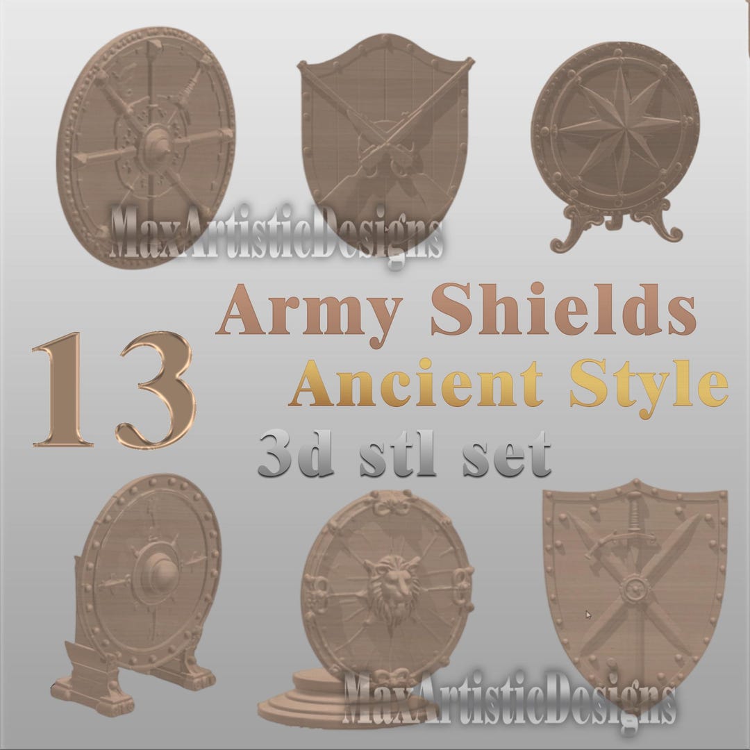 13 Army Shields Ancient Style 3d Stl Models for 3d Printing Machines ...