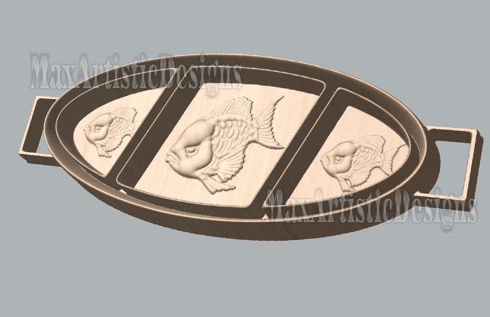 1 Fish Serving Tray 3D STL File for CNC Router & 3D Printer - Download ...