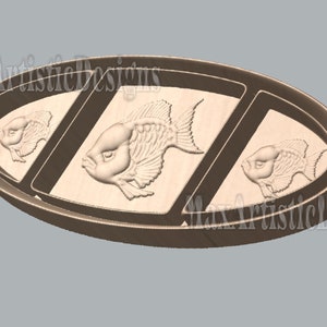 1 Fish Serving Tray 3D STL File for CNC Router & 3D Printer - Download ...