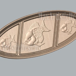 1 Fish Serving Tray 3D STL File for CNC Router & 3D Printer - Download ...