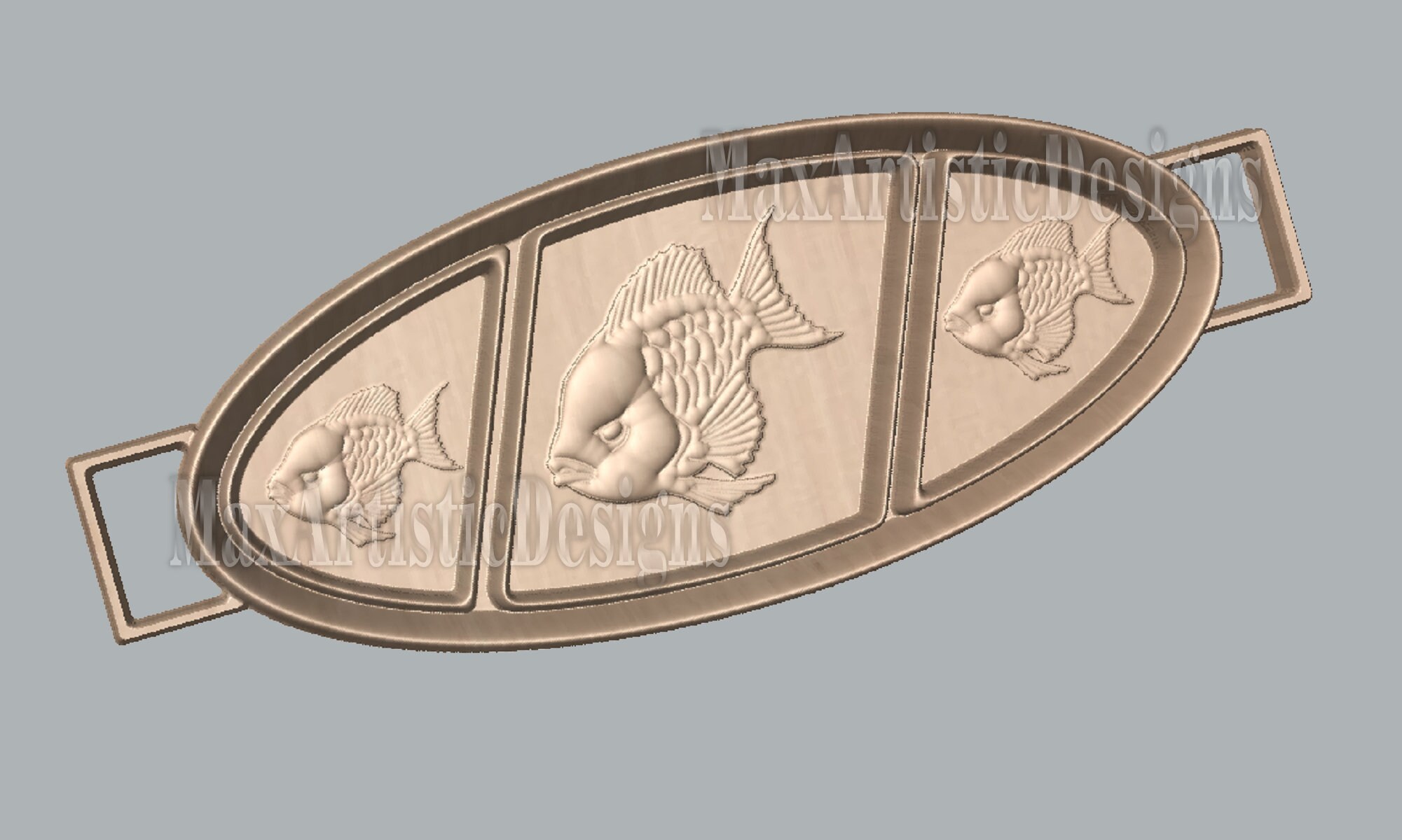 1 Fish Serving Tray 3D STL File for CNC Router & 3D Printer - Download ...