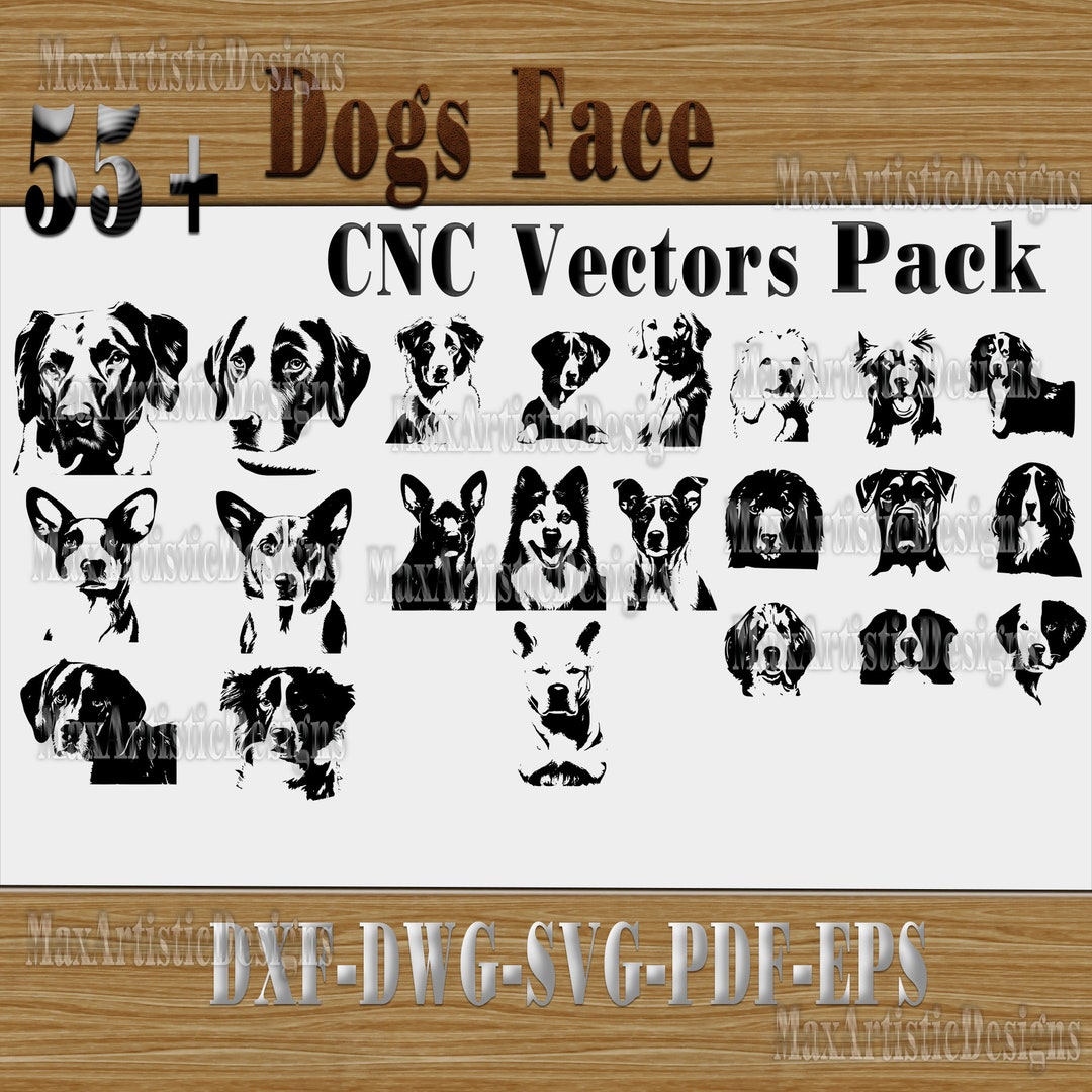 55+ Dog Breeds Vector Art: CNC Dog Head Designs - Download - Etsy