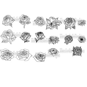 175 Roses and Flowers Cnc Vectors Pack Svg Dxf Eps Rose Panels Cricut ...