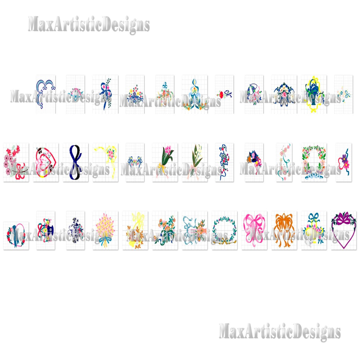 210 Ribbons Flowers Boxes Embroidery Files Kit Pes Format - Etsy