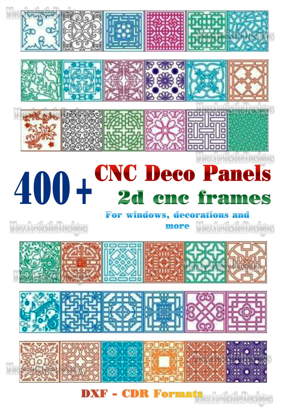 400 Dxf Mini Panel Square Frames - Cnc Vectors for Plasma Router, Laser ...