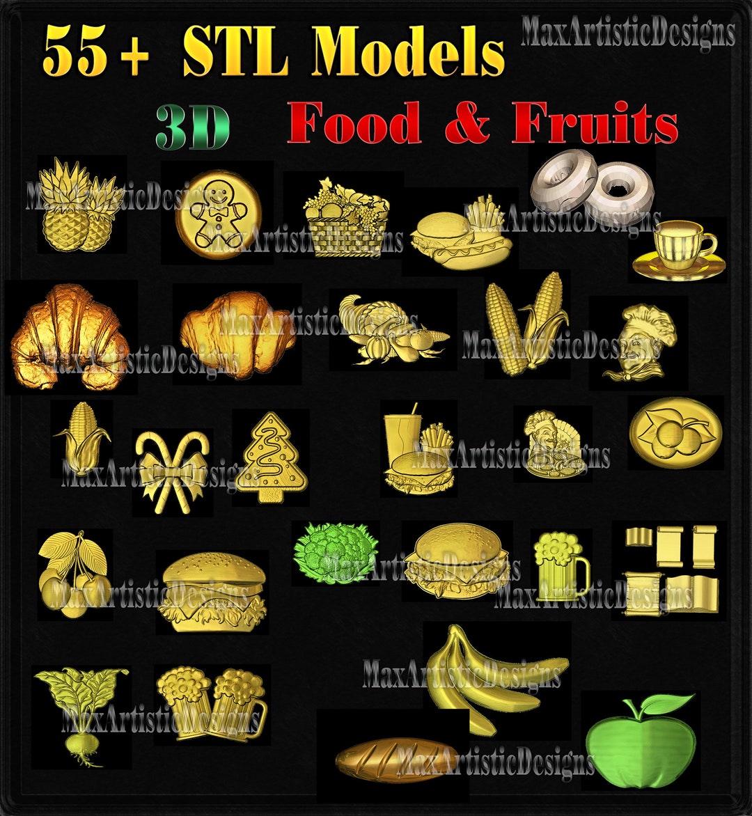 50+ 3d Stl Food Vegetables Fruits Bas Relief 3d Models for Cnc Router ...