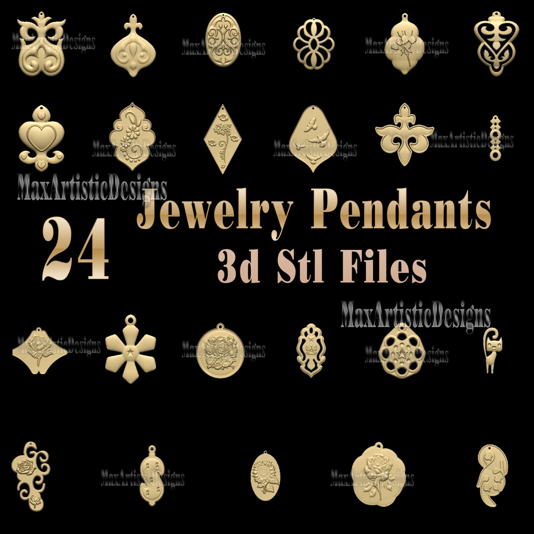 20+ 3d Stl Jewelry Pendants for Necklace, Chains 3d Stl Files for Cnc ...