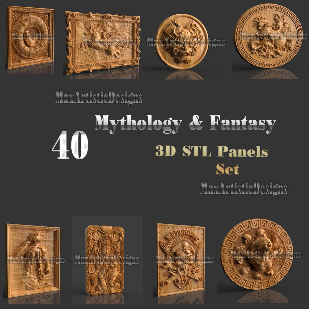 40 Mythology & Fantasy 3d STL Panels for Cnc Router Machine Engraving ...