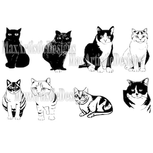 85+ Cats Cnc Vectors Set DXF SVG EPS Files Cnc Clipart Models - Digital ...