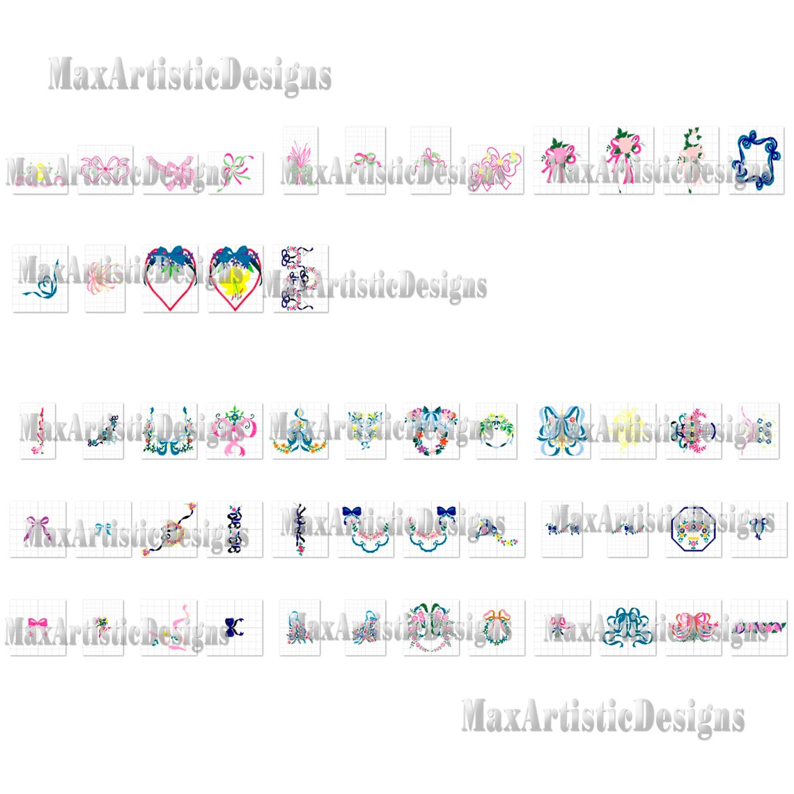 210 Ribbons Flowers Boxes Embroidery Files Kit Pes Format - Etsy