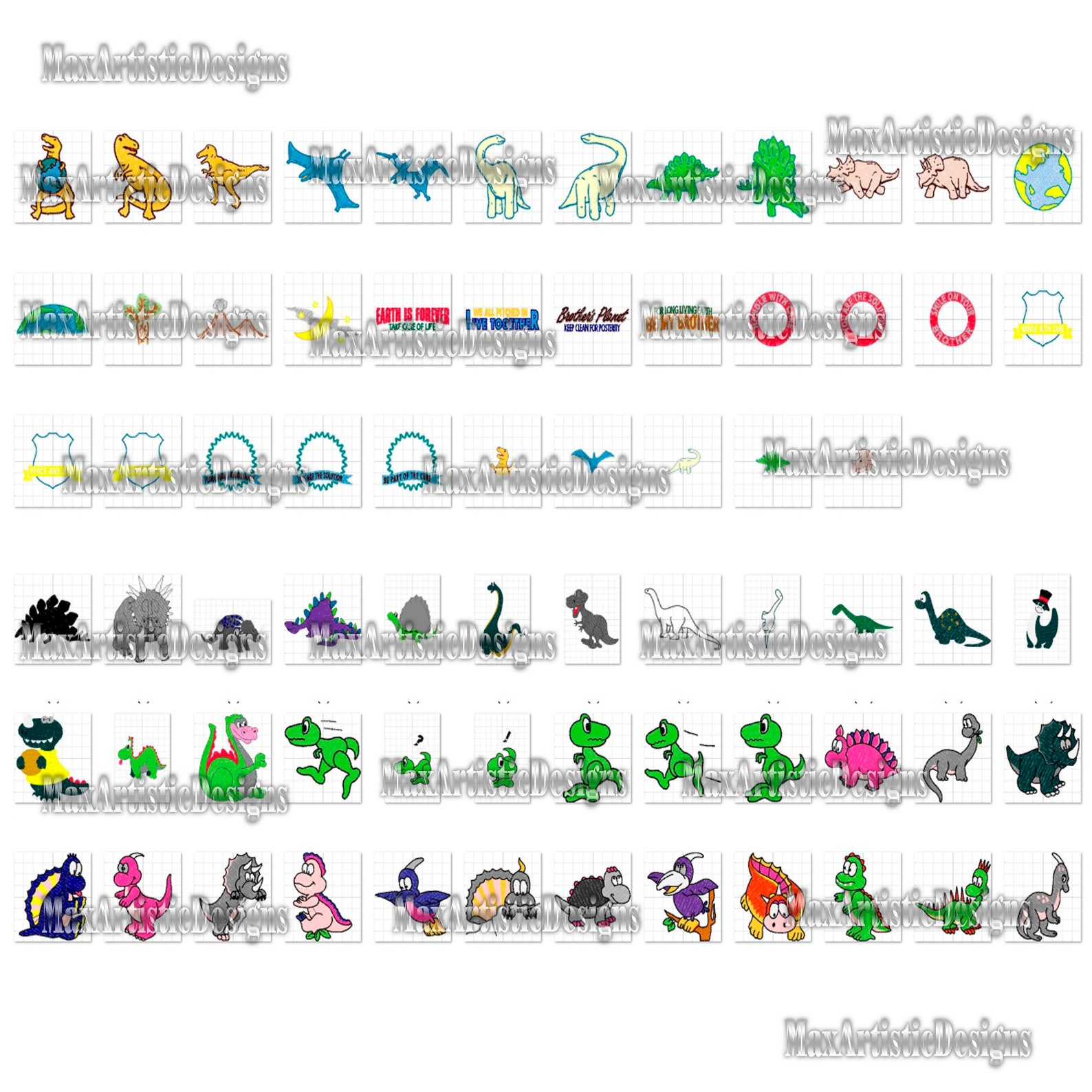 160 Dinosaurs Embroidery Kit Machine Embroidery Design - Etsy