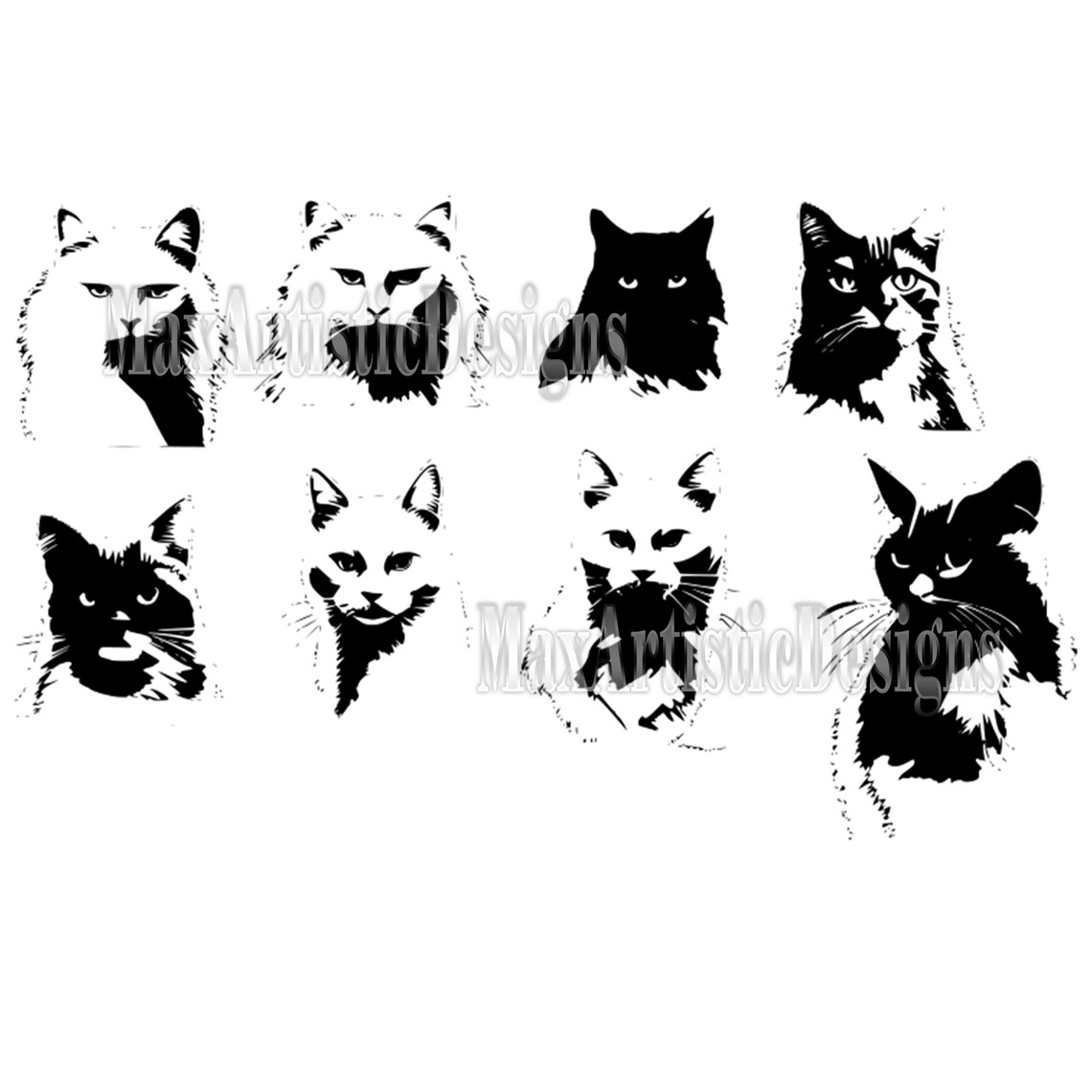 85+ Cats Cnc Vectors Set DXF SVG EPS Files Cnc Clipart Models ...