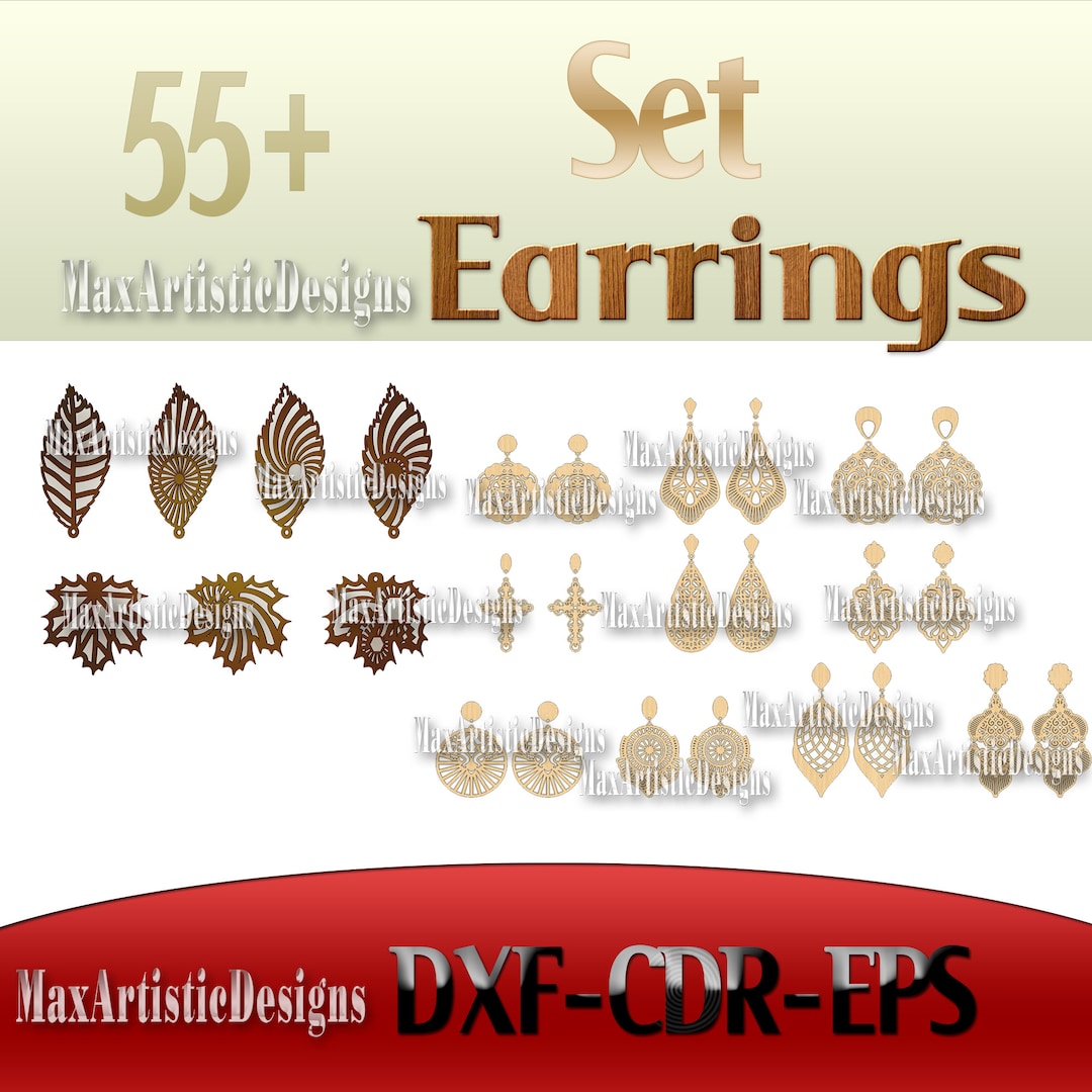 60+ Earring Laser Cut Vectors Dxf Cnc 2d Files Pantograph for Cnc ...