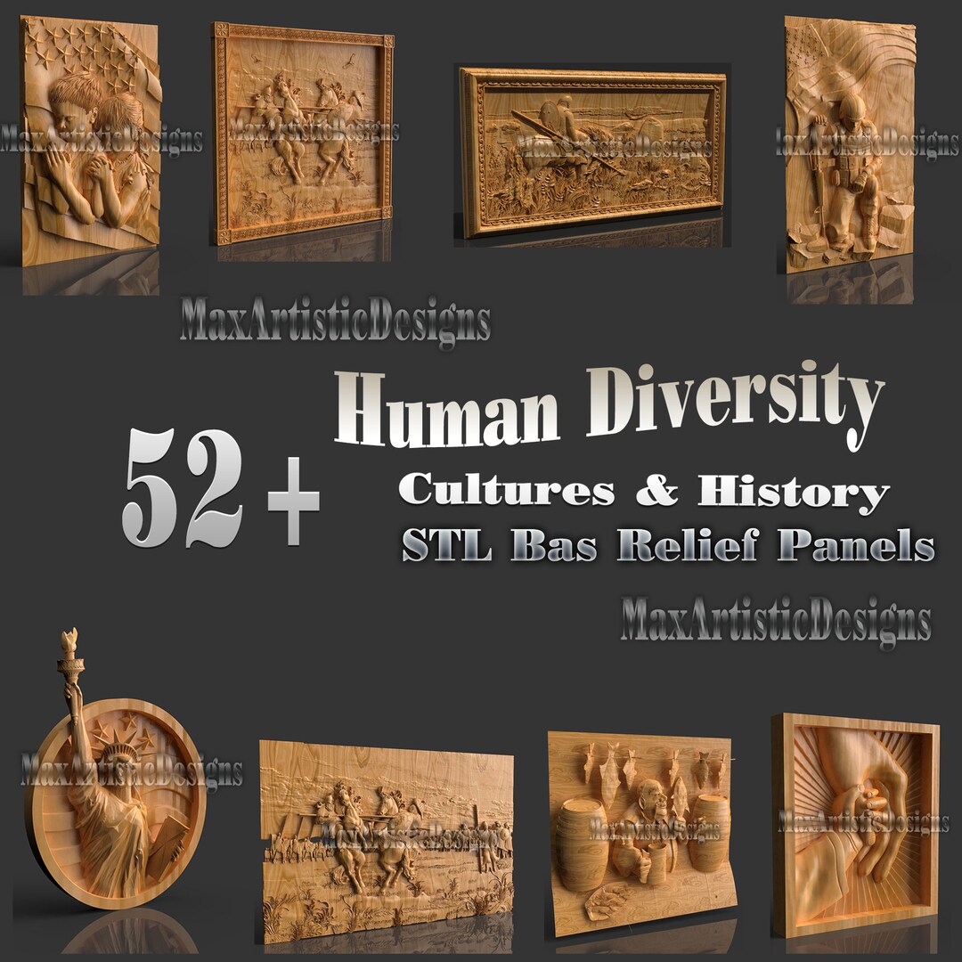 50+ 3d Stl Human Diversity Panels Cultures History for Cnc Routers ...