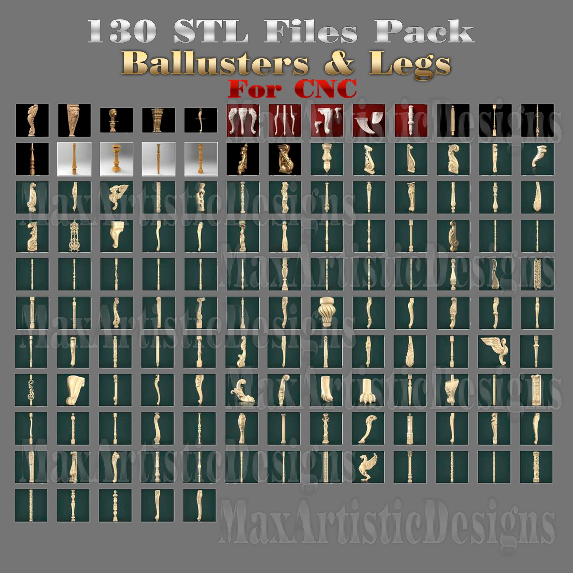 130 3d Stl Models Balusters Legs Files for Furniture Cnc - Etsy UK