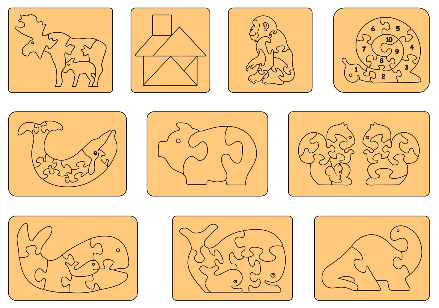 100 Puzzle Vector 2d for Children Svg Cdr Dxf Cut Cnc Plasma | Etsy ...