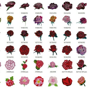 1700 all roses embroidery machine files collection in pes | Etsy